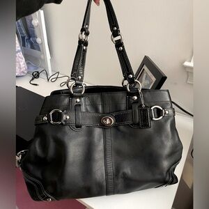 Coach | Bags | Coach Carryall Black Leather Shoulder Bag | Poshmark